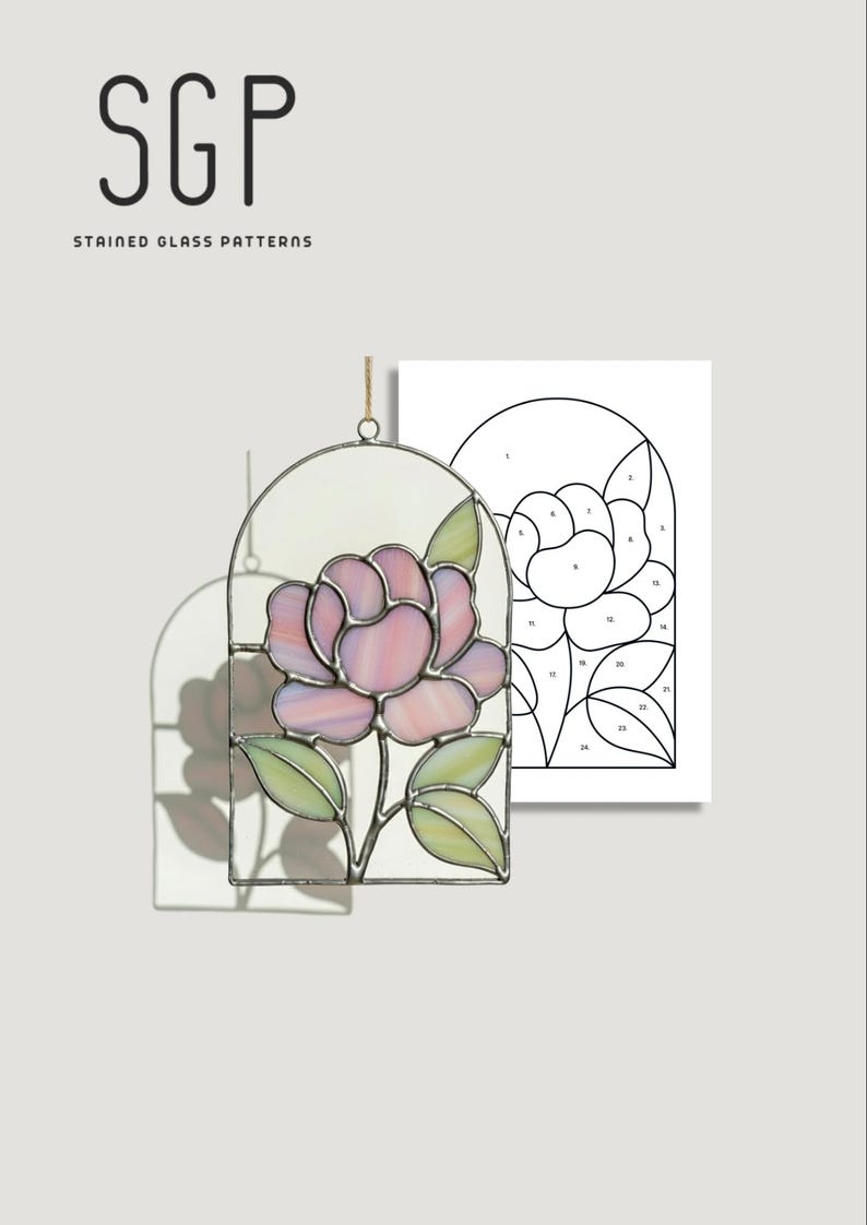Peony Stained Glass Suncatcher Pattern, Beginner DIY (digital Download ...