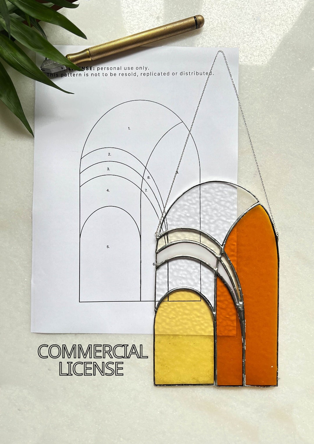 Mid Century Stained Glass Pattern, Suncatcher Pattern, Boho Pattern ...