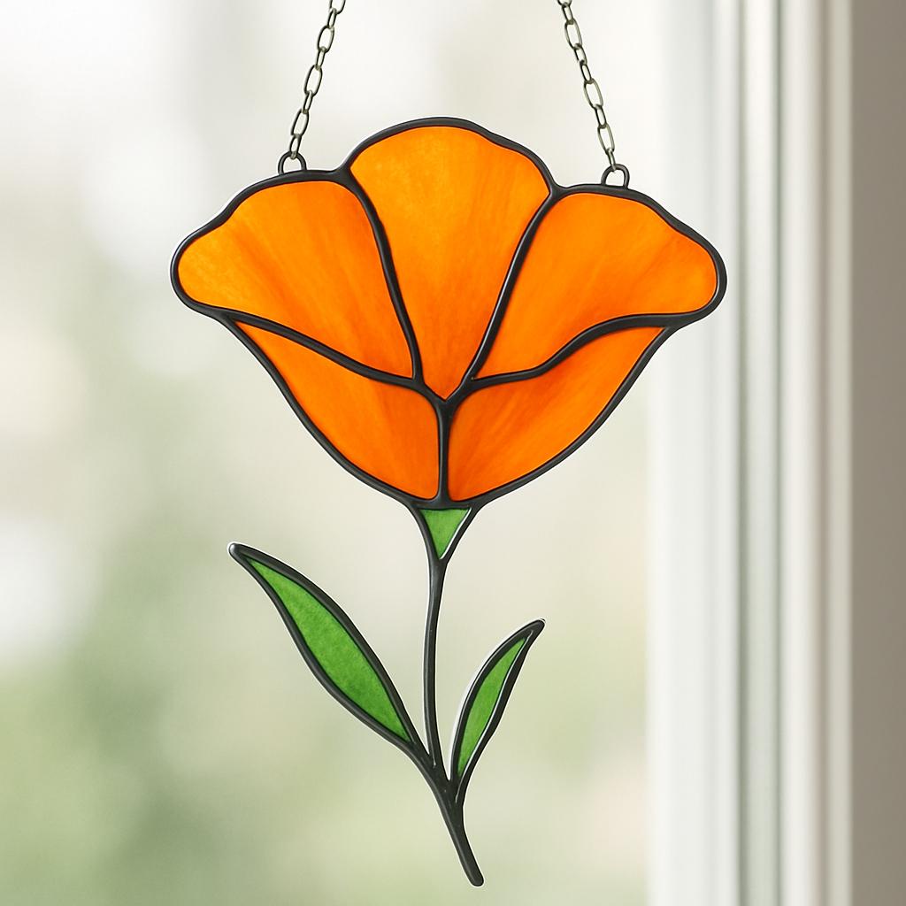 California Poppy Stained Glass Pattern: DIY Window Decor (PDF, SVG) - Etsy