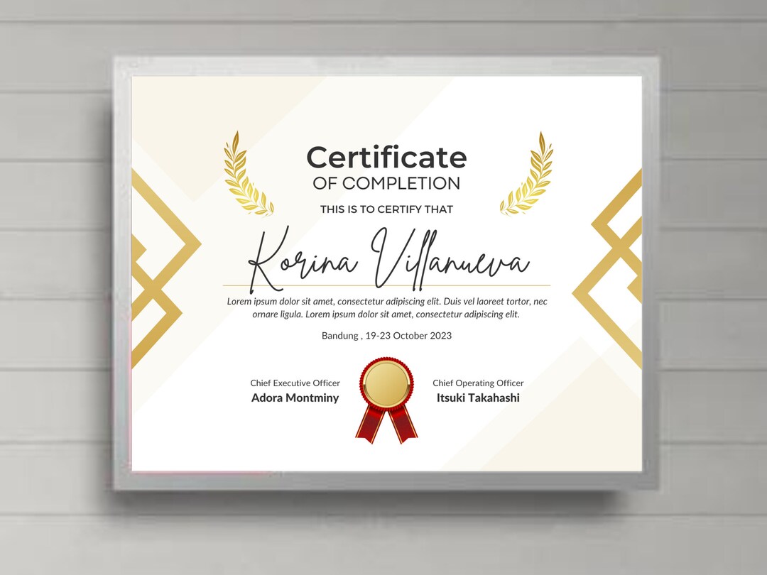 Certificate of Completion Template Editable Certificate of - Etsy UK