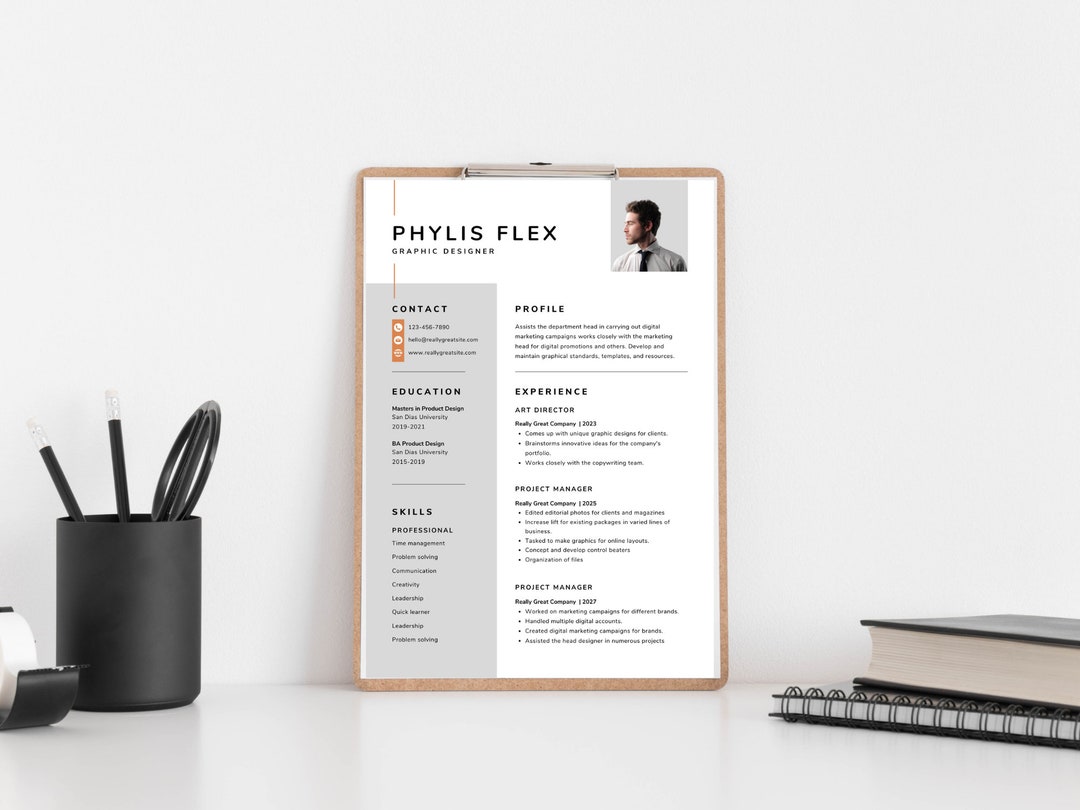 Resume Template With Photo Professional Resume CV Template Resume ...