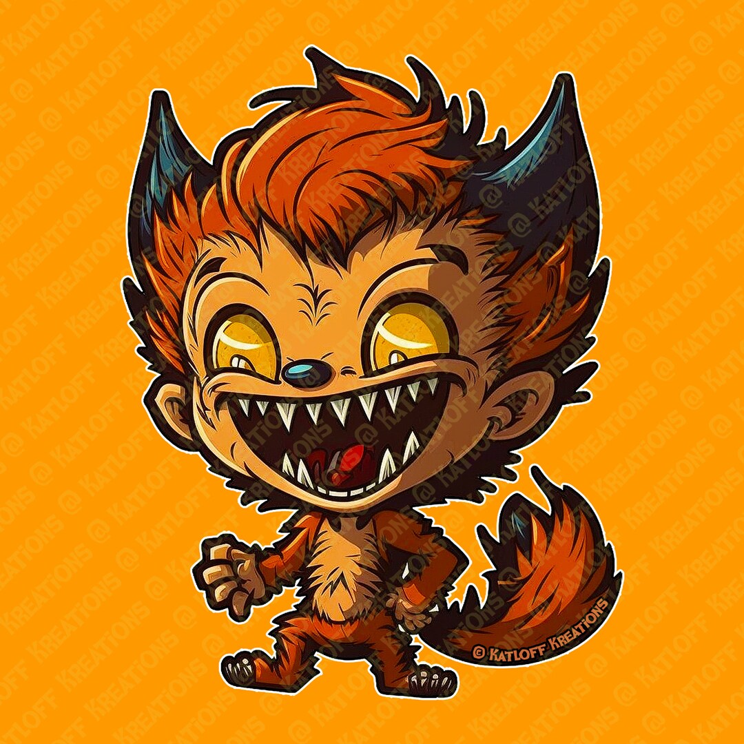 Little Wolf Werewolf Vinyl Sticker Laptop Sticker Werewolves Cute ...