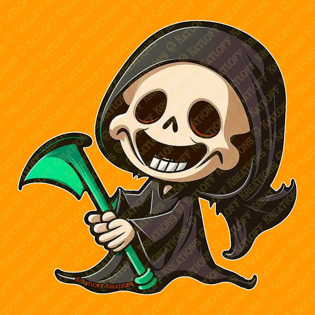 Little Grim Grim Reaper Vinyl Sticker Laptop Sticker Angel of Death ...