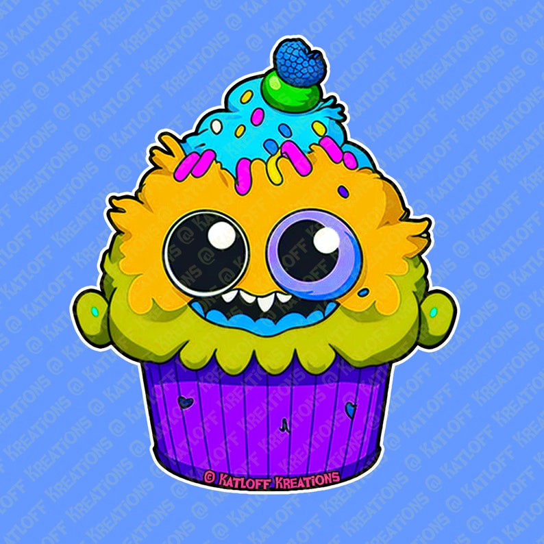 Snuggy Cakez Zinky Monster Cupcake Vinyl Sticker Laptop Sticker - Etsy