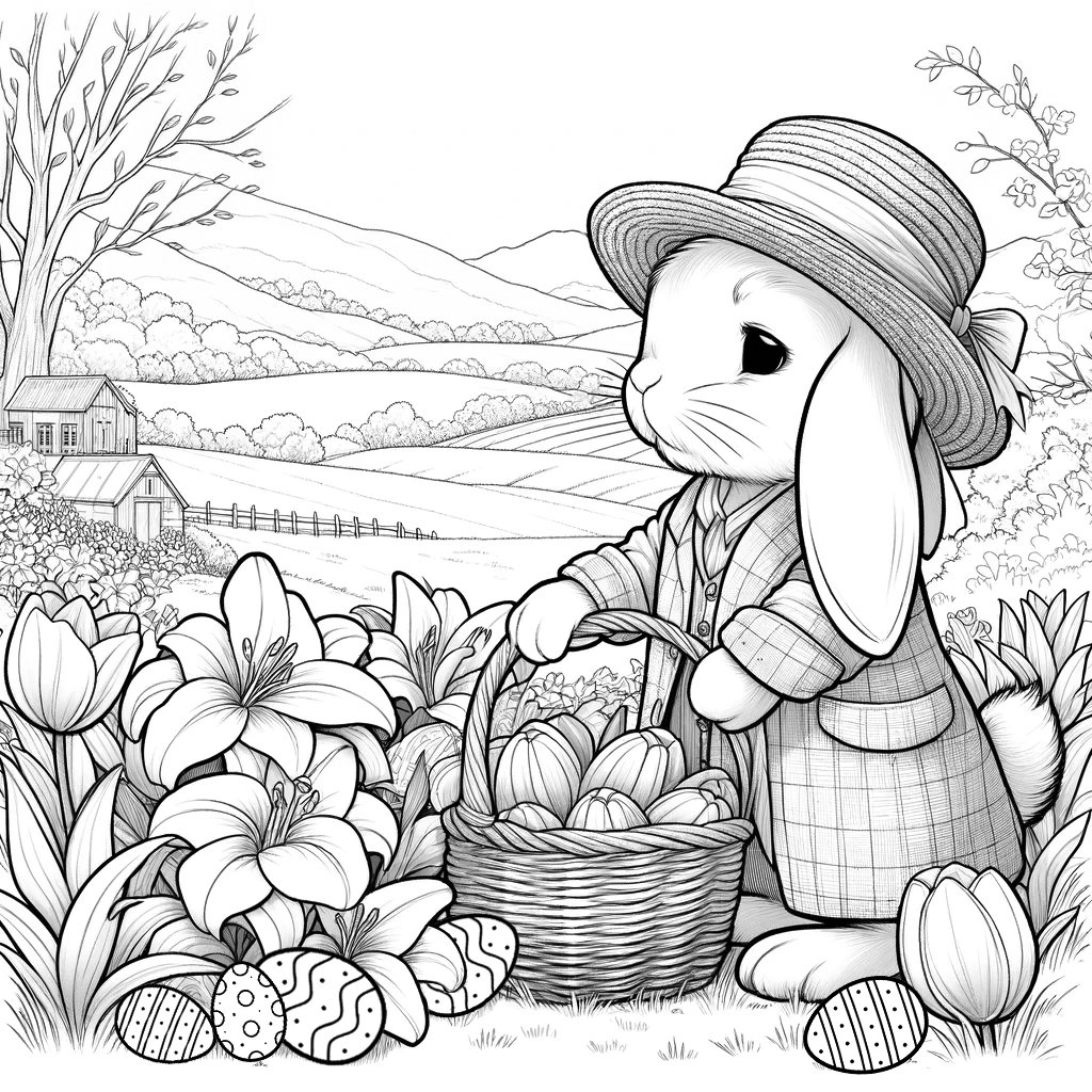 Bunny Rabbit Spring Easter Elementary Kids Coloring Page Gift ...