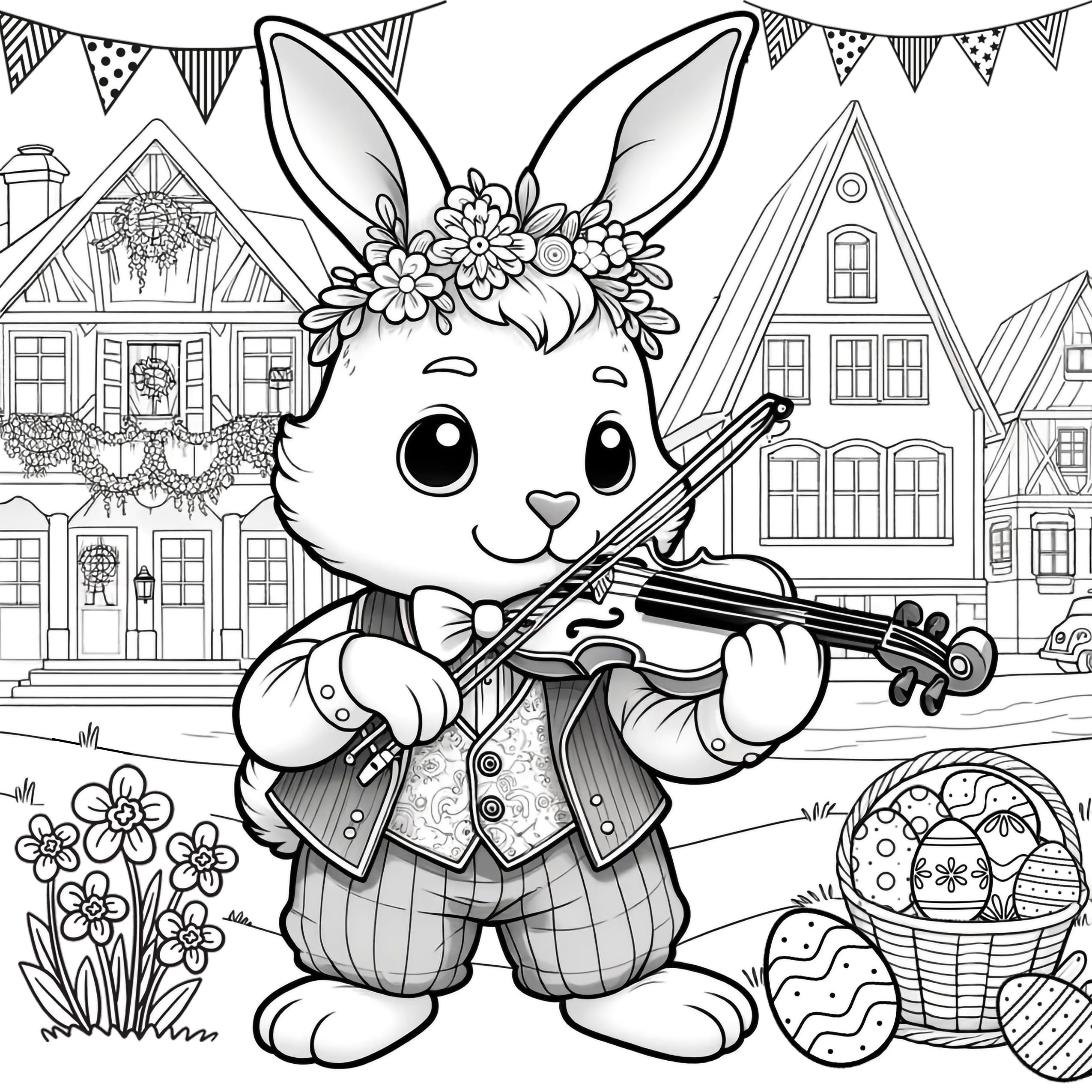 Bunny Rabbit Spring Easter Elementary Kids Coloring Page Gift ...