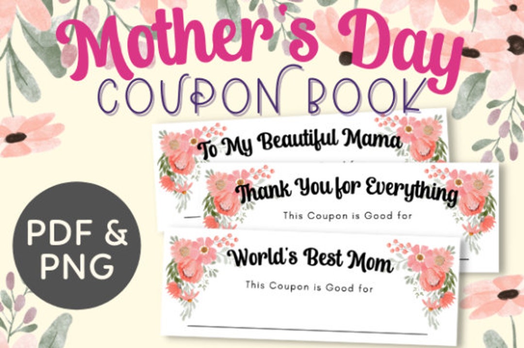 Customizable Mother's Day Printable Coupon Gift DIY Voucher for Mom ...