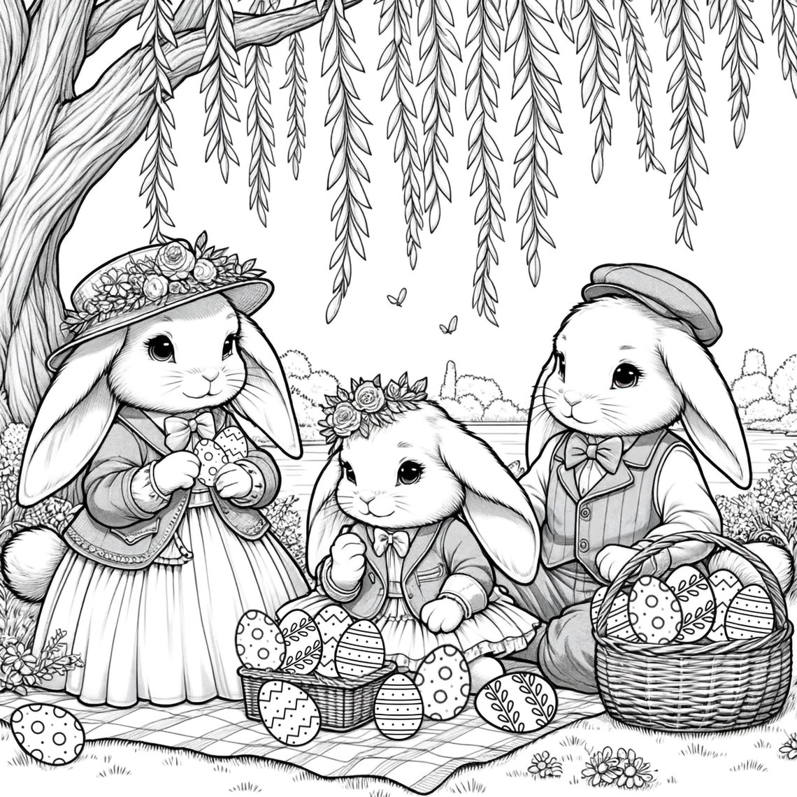 Bunny Rabbit Spring Easter Elementary Kids Coloring Page Gift ...