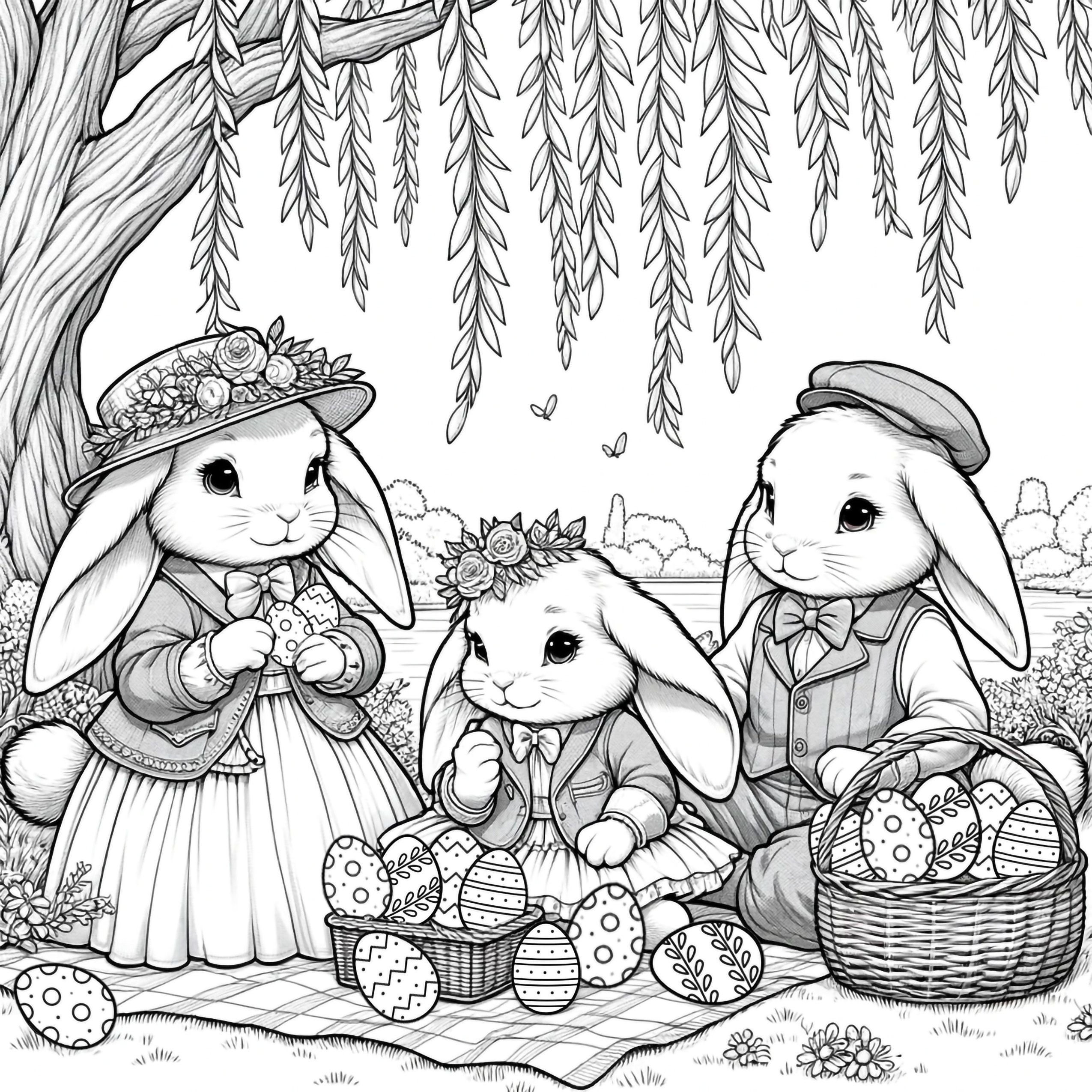 Bunny Rabbit Spring Easter Elementary Kids Coloring Page Gift ...
