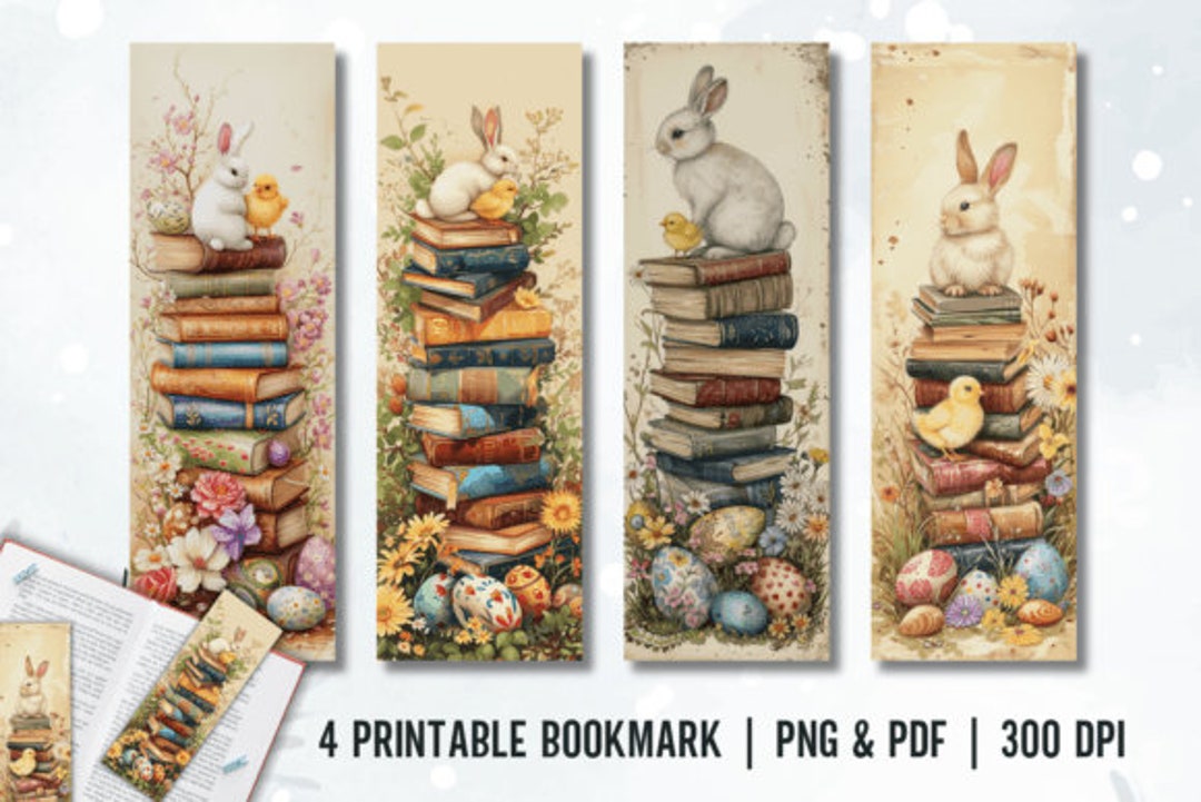Easter Bunny Bookmarks Spring Gift for Her Printable PNG - Etsy