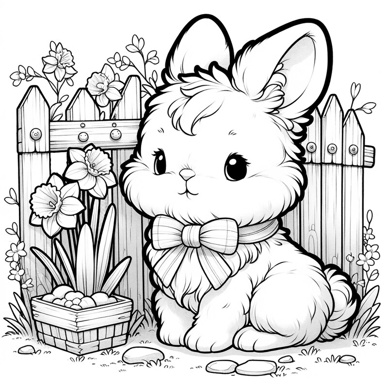 Bunny Rabbit Spring Easter Elementary Kids Coloring Page Gift ...