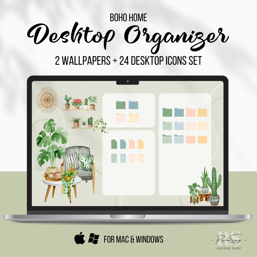 Sage Green Boho Home Aesthetic Desktop Organizer | Folder and File ...