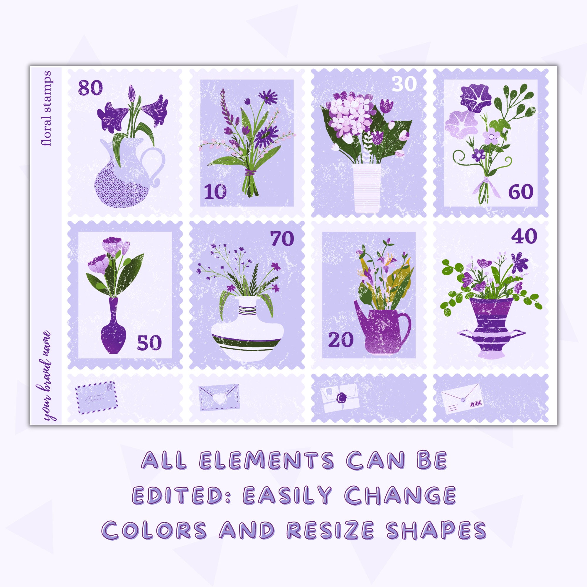 Canva Editable Sticker Template | Journal Sticker Kit Template | Floral ...