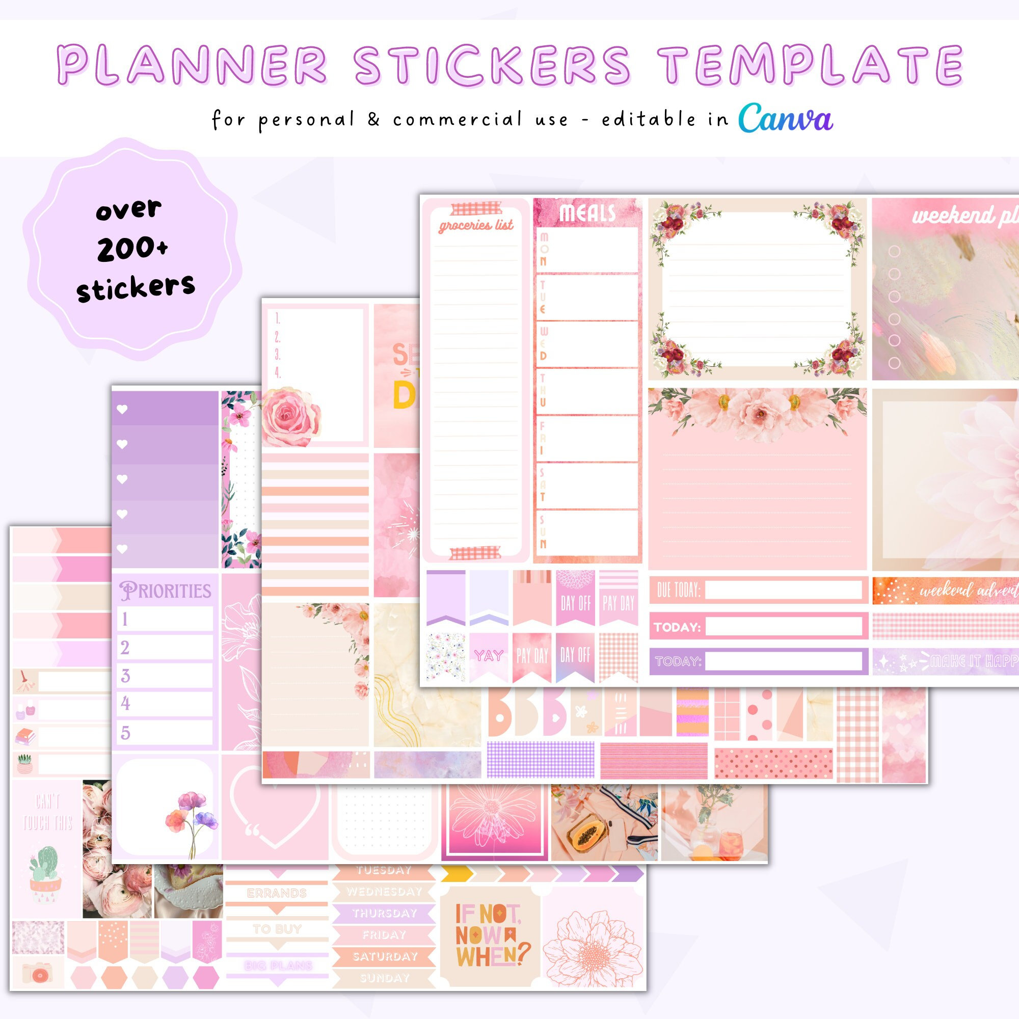 Canva Planner Sticker Template | Digital Planner Stickers Template ...