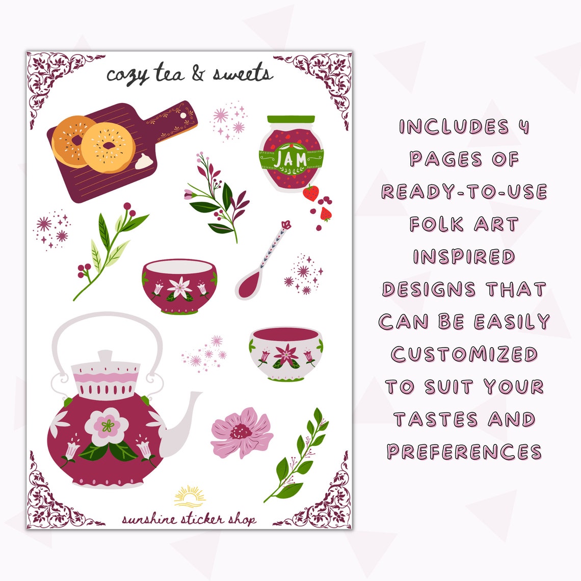 Canva Editable Sticker Sheet Template Cozy Tea Digital Sticker Template ...