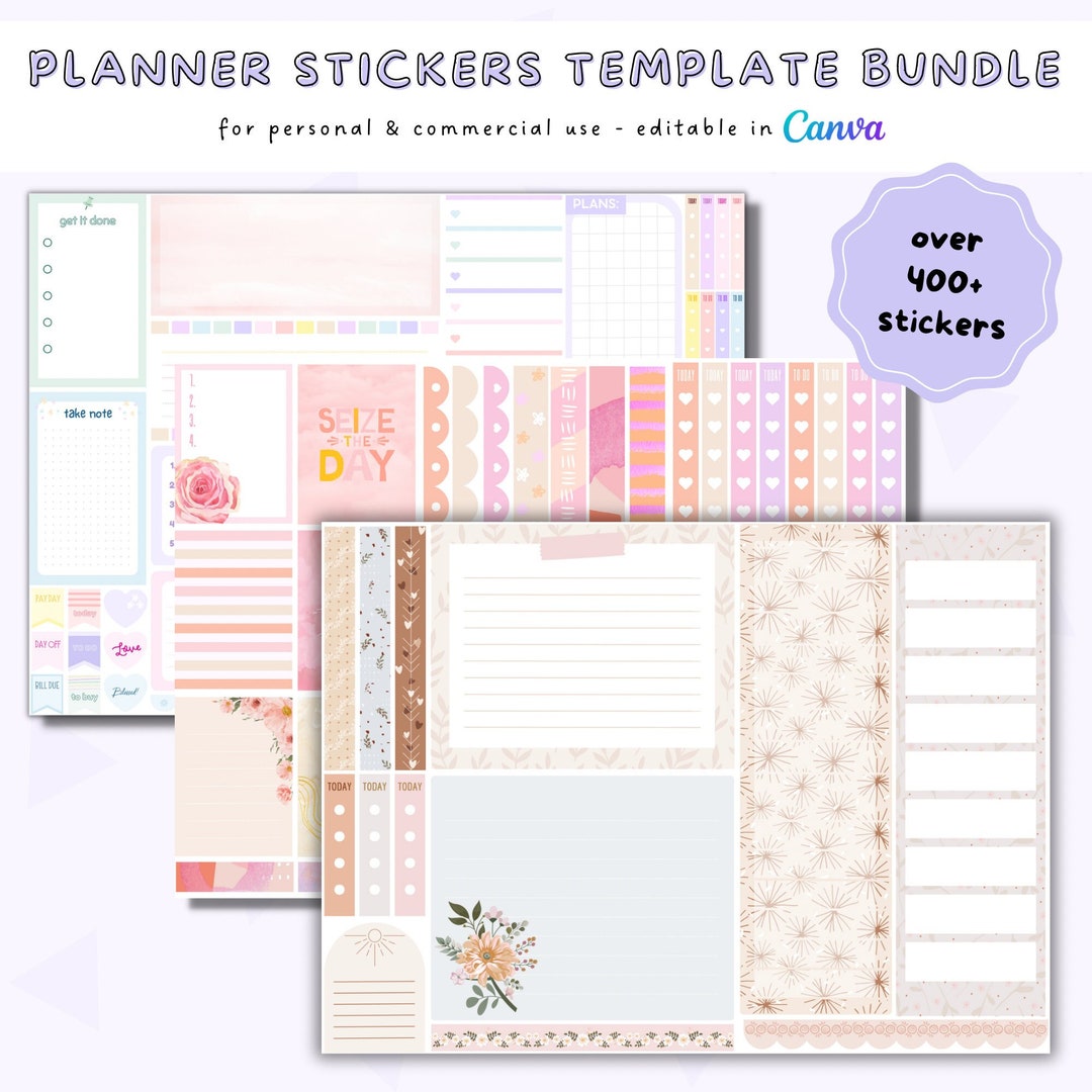 Canva Planner Sticker Template Bundle | Digital Planner Stickers ...