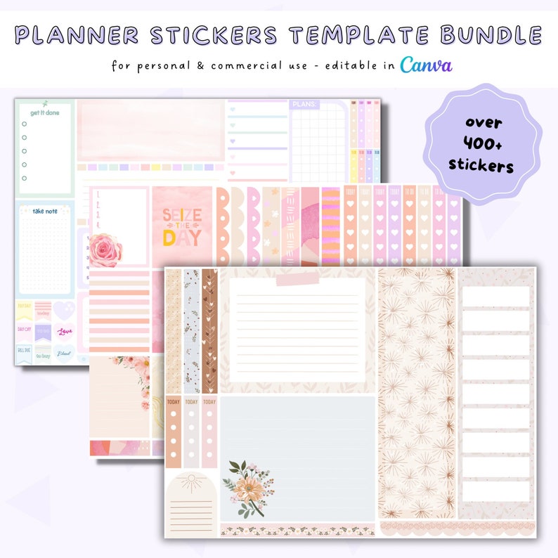 Canva Planner Sticker Template Bundle | Digital Planner Stickers Template | Sticker Sheet ...