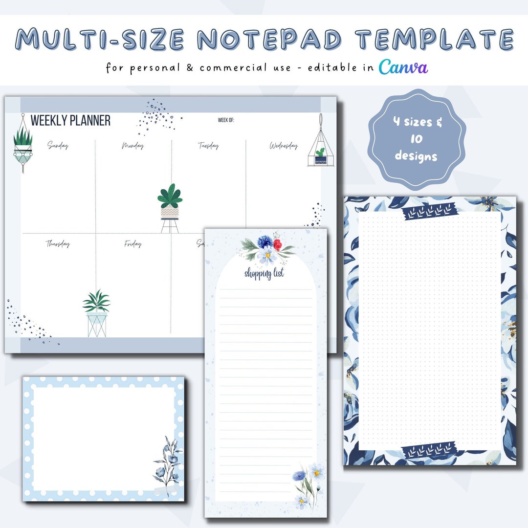 Canva Notepad Template Printable Notepad Multi-size Custom - Etsy
