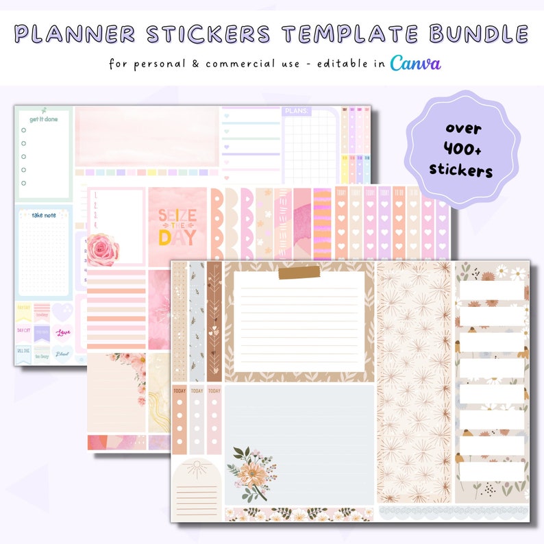 Canva Planner Sticker Template Bundle Digital Planner - Etsy