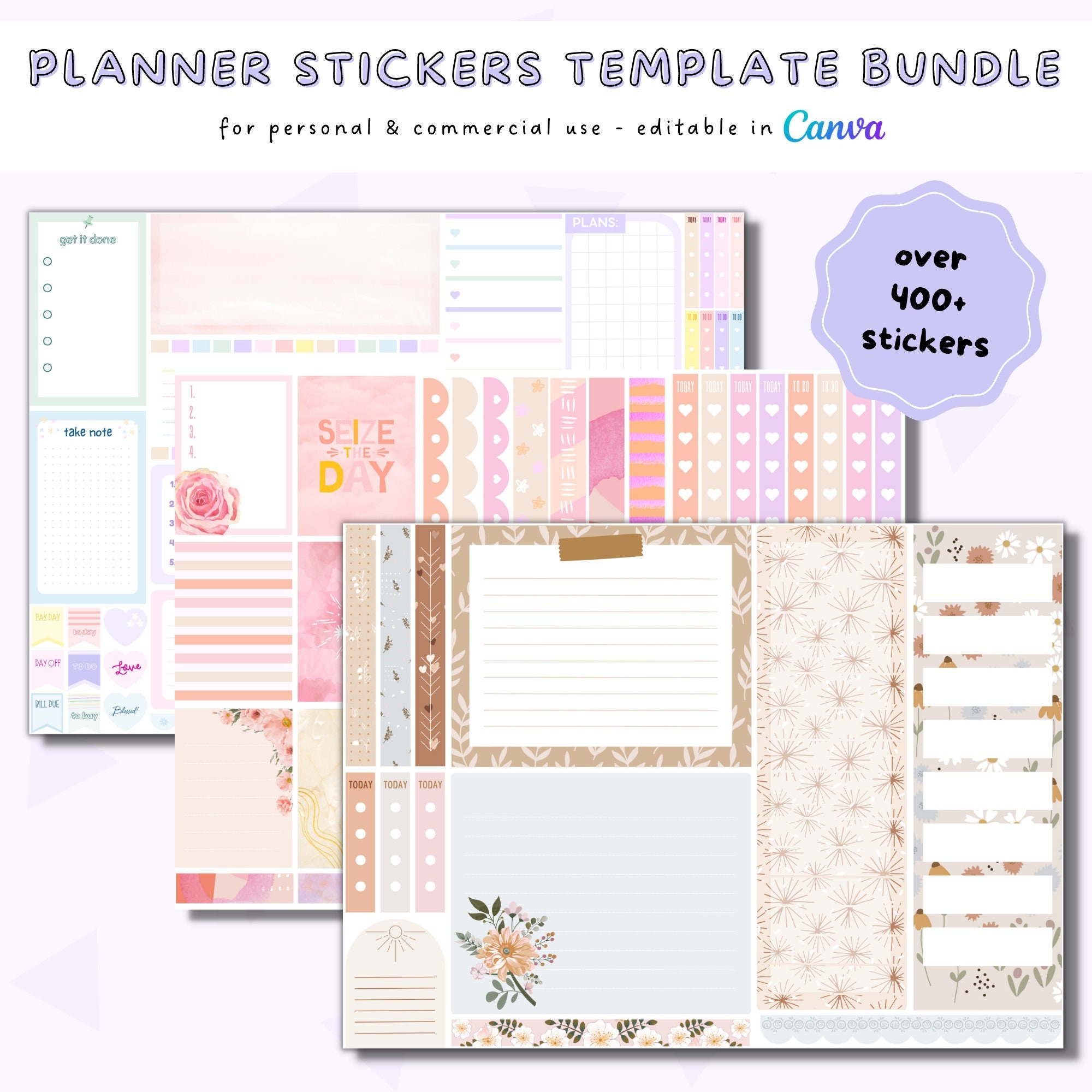 Canva Planner Sticker Template Bundle Digital Planner - Etsy