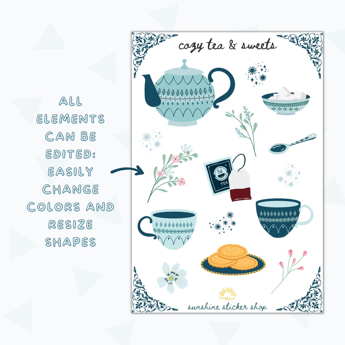 Canva Editable Sticker Sheet Template Cozy Tea Digital Sticker Template ...