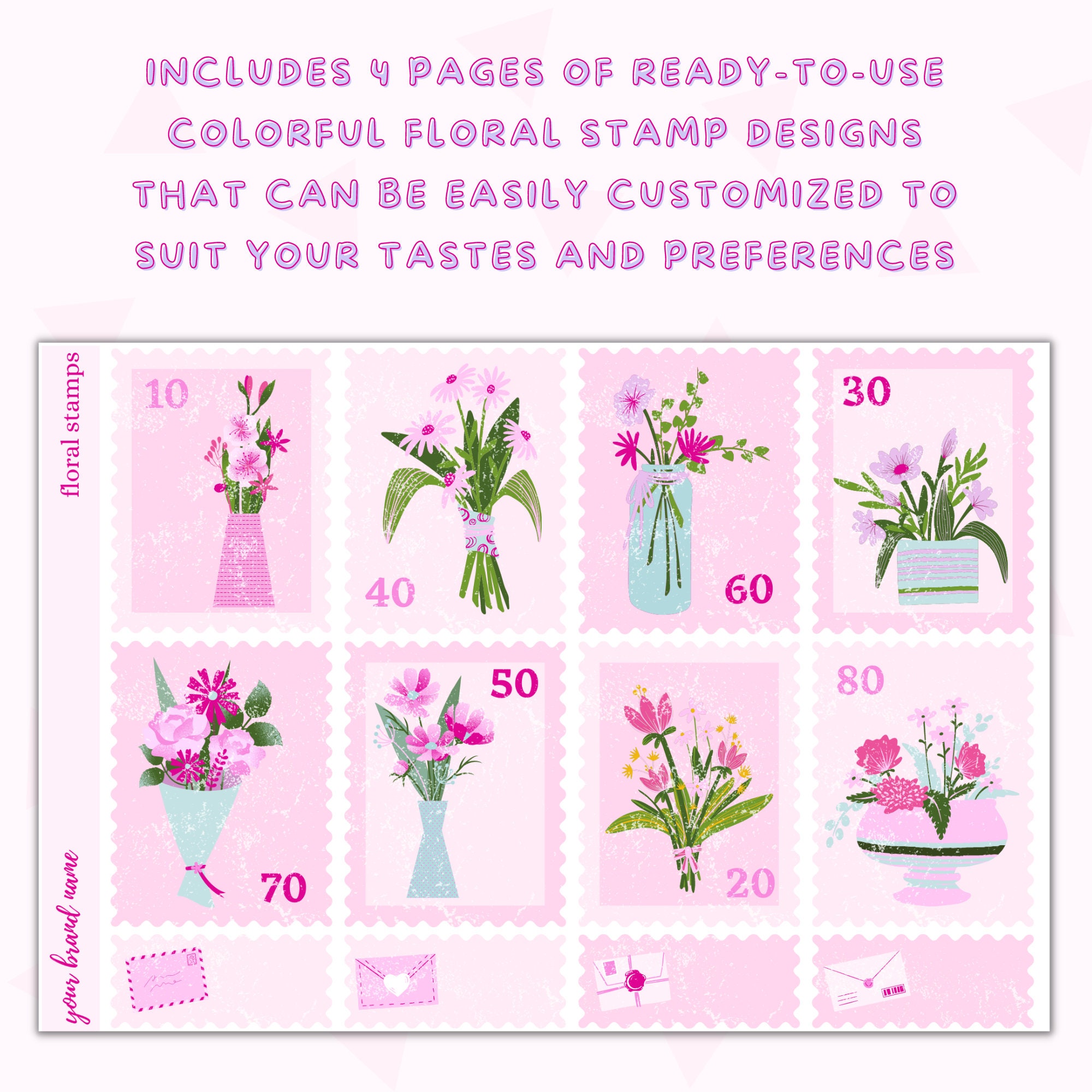 Canva Editable Sticker Template | Journal Sticker Kit Template | Floral ...