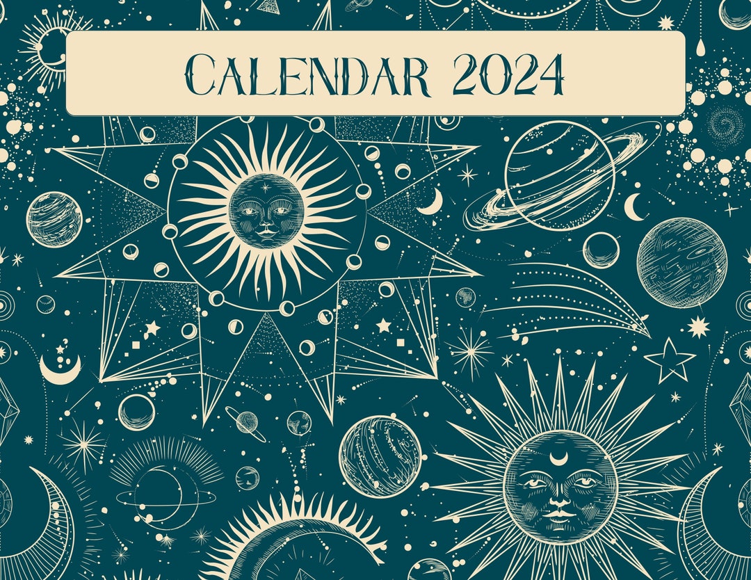 Mystical Printable 2024 Calendar Instant Download PDF 11x8.5in - Etsy
