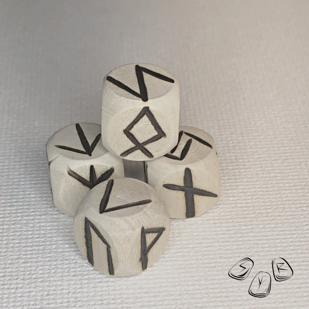 Miniature Hand Burned Elder Futhark Rune Cubes Rune Dice for Divination ...