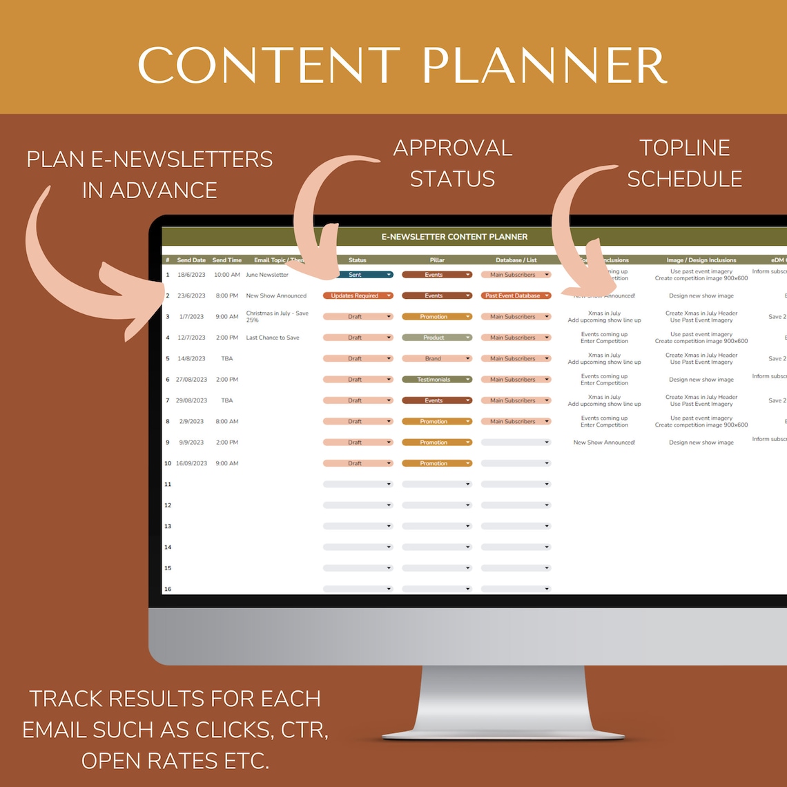E-newsletter Content Planner | Edm Planner | Email Marketing | E ...