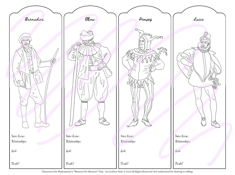 Printable Shakespeare’s Measure for Measure Characters | Blank or Water ...