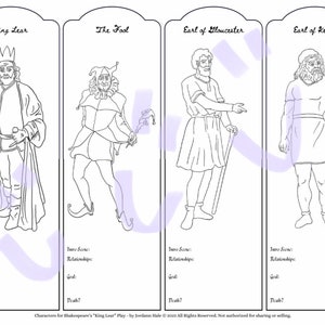 Printable Shakespeare’s King Lear Characters | Blank or Water Colored ...