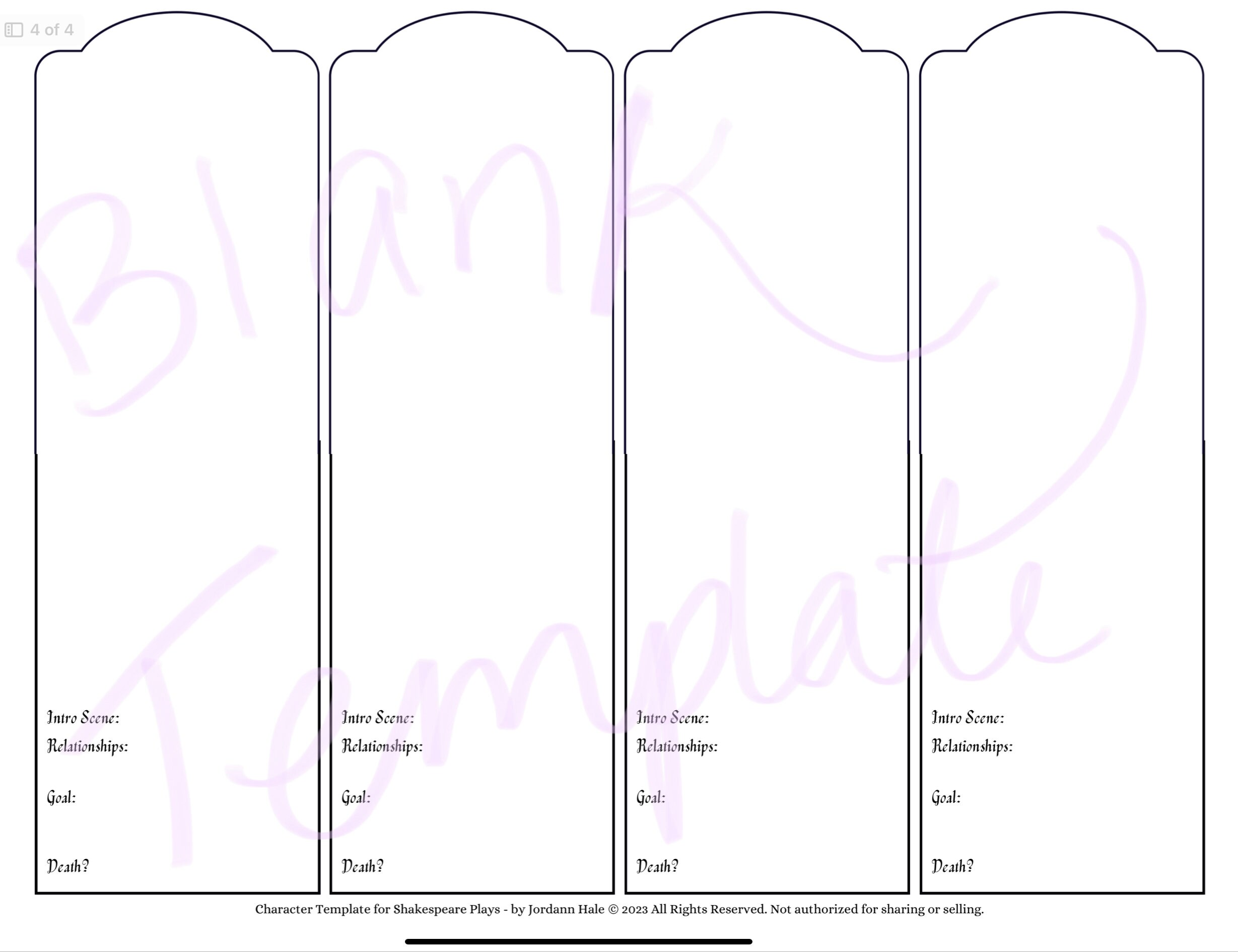 Printable Shakespeare’s King Lear Characters | Blank or Water Colored ...