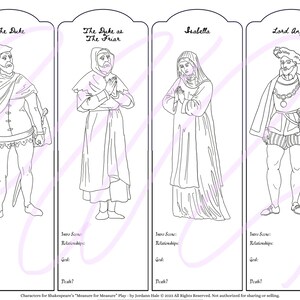 Printable Shakespeare’s Measure for Measure Characters | Blank or Water ...