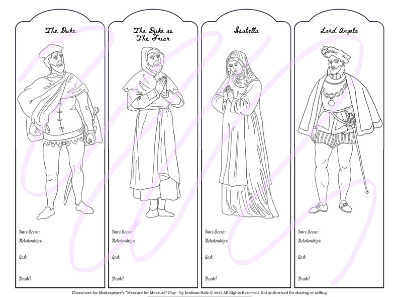 Printable Shakespeare’s Measure for Measure Characters | Blank or Water ...