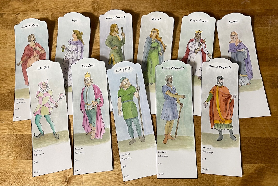 Printable Shakespeare’s King Lear Characters | Blank or Water Colored ...