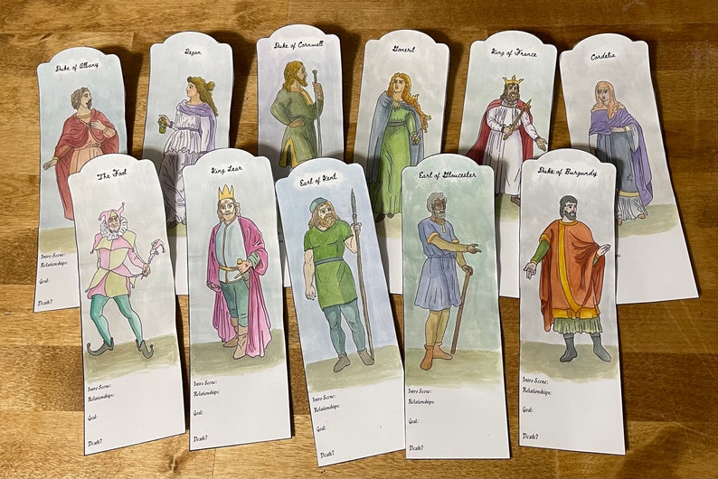 Printable Shakespeare’s King Lear Characters | Blank or Water Colored ...