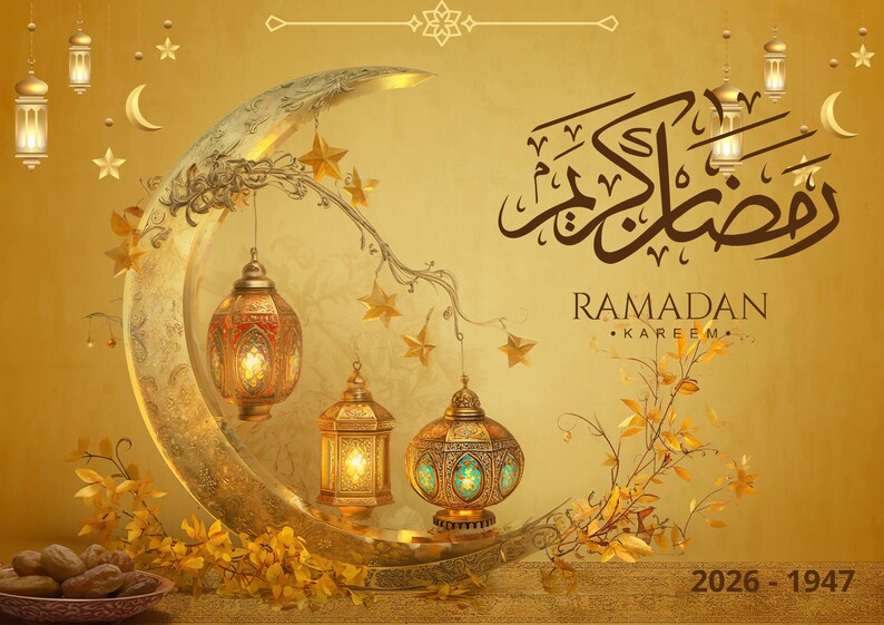 Ramadan Karem 2026 Printable Wall Art | Islamic Gold Lantern Decor ...