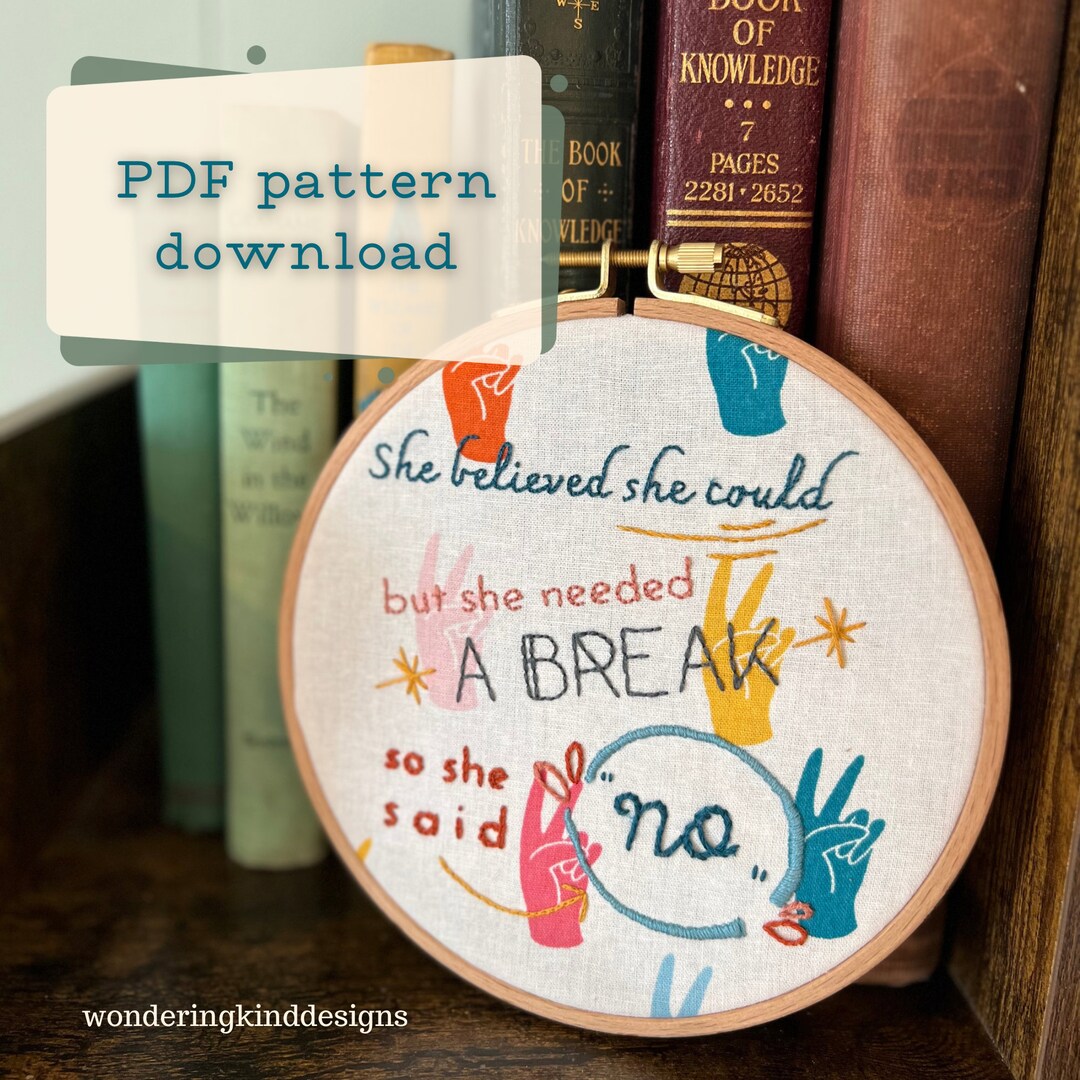 She Said No PDF Embroidery Pattern | Beginner Embroidery Pattern | DIY ...