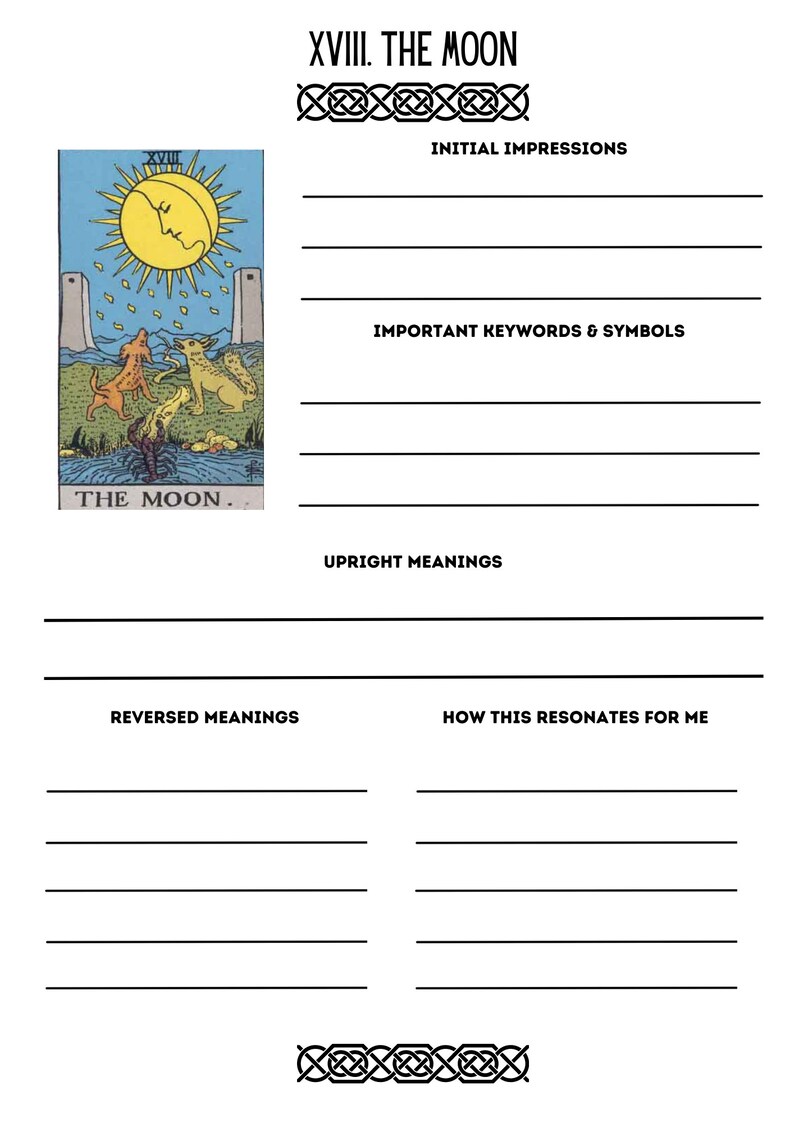 Tarot Card Journal Printable Self-study Note Sheets W/ Full Color Rider ...