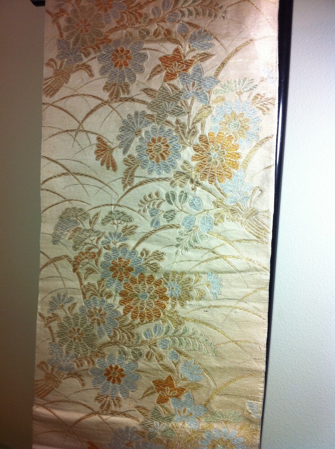 Japanese Vintage Maru Obi Textile Silk Crysanthemum Flowers Silk Vintage Obi Kimono Obi Vintage ...