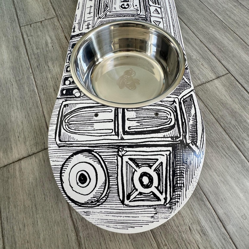 Boombox Dog Skatebowl - Elevated Dog Bowl With 2 Stainless Steel Bowls ...