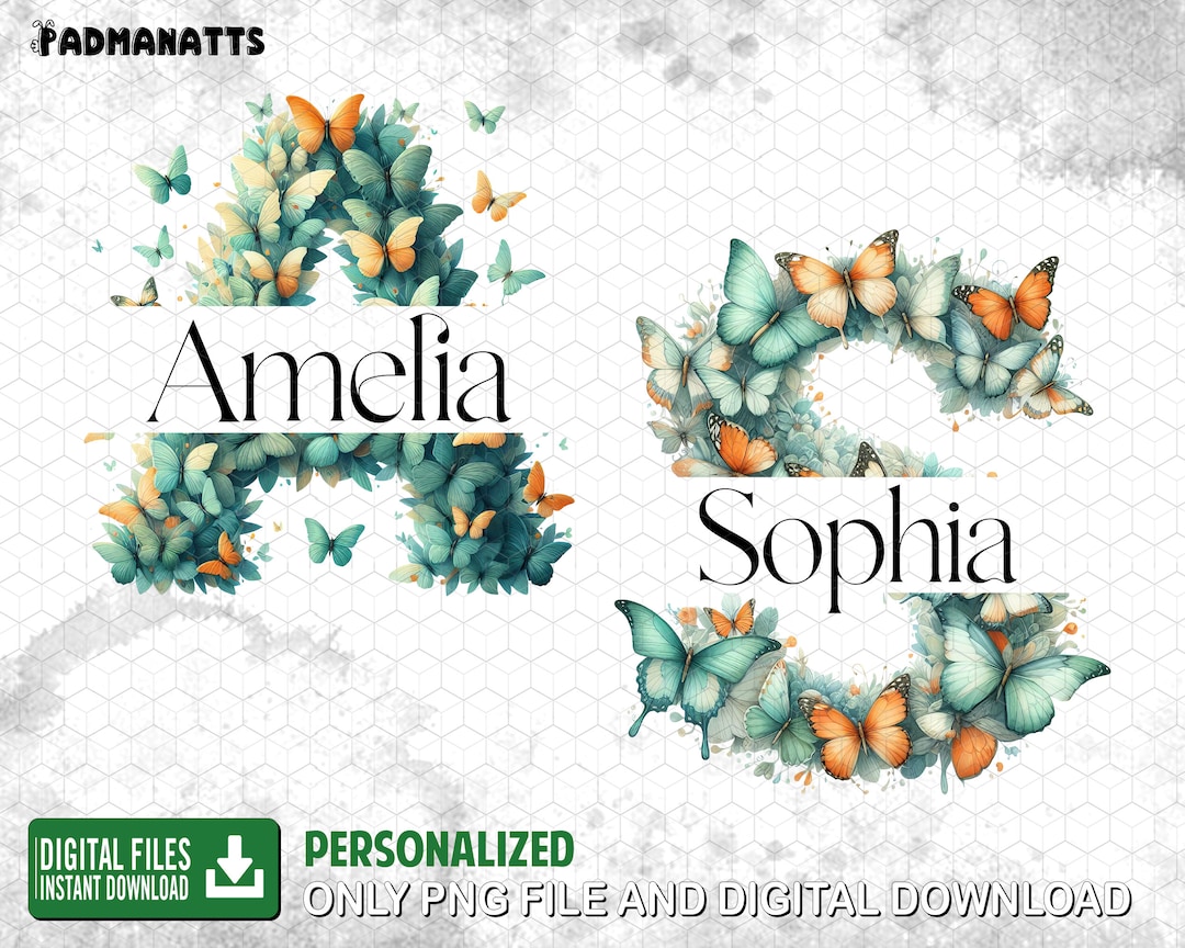 Personalized Teal Butterfly Name Png, Custom Name, Butterfly With Name ...