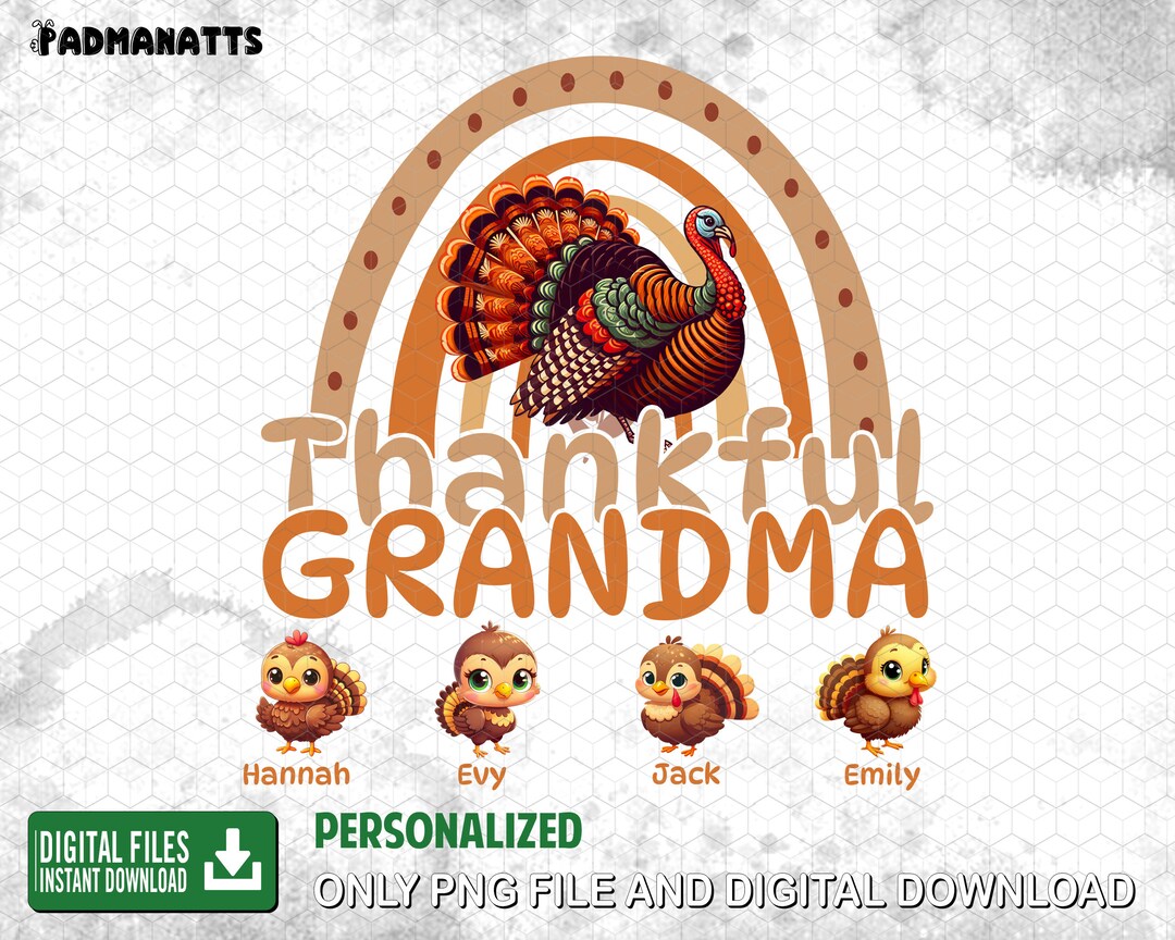 Personalized Thankful Grandma Turkey Png Fall Season Png - Etsy