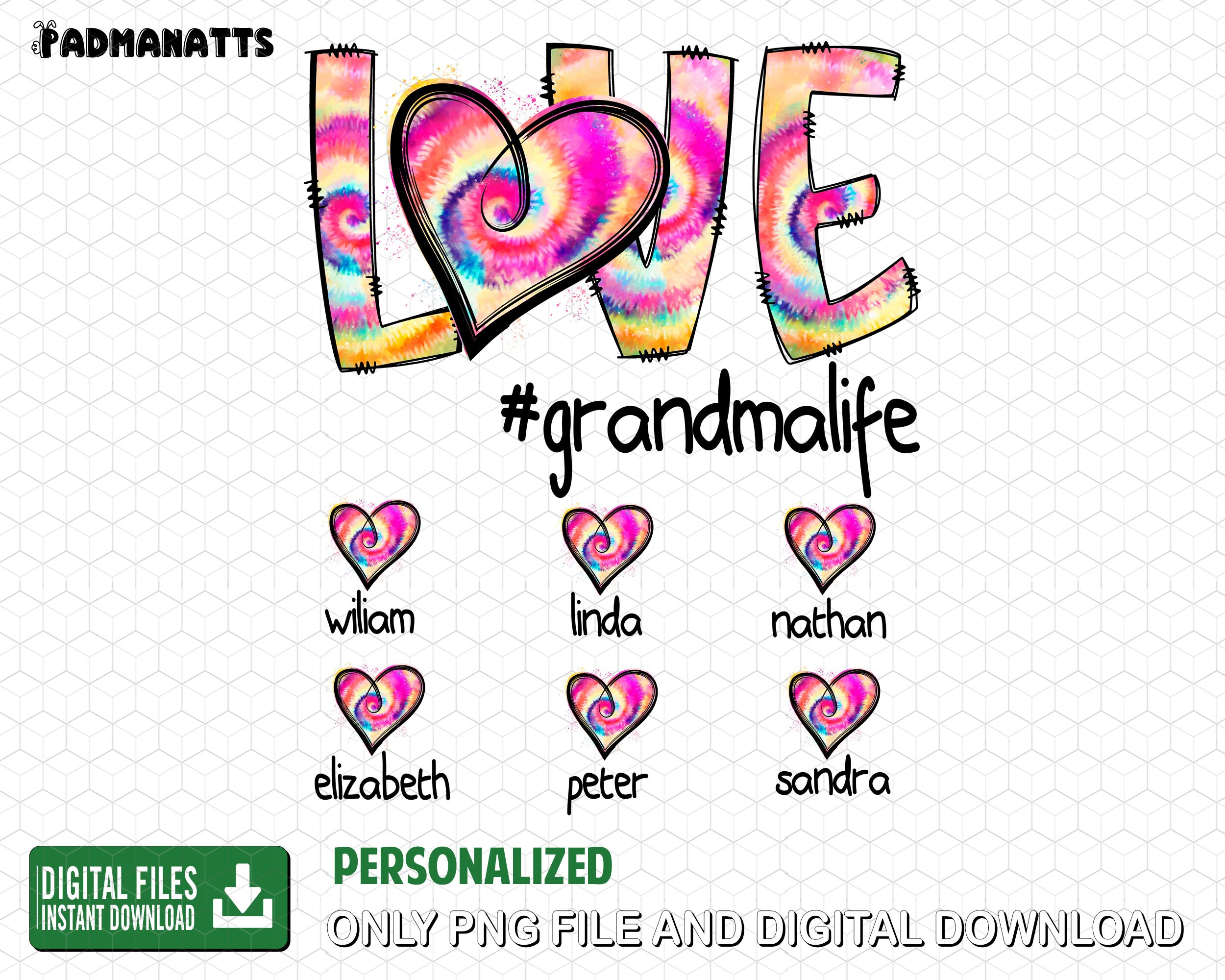 Personalized Love Grandma Sublimation Png, Grandma Life Png, Colorful ...