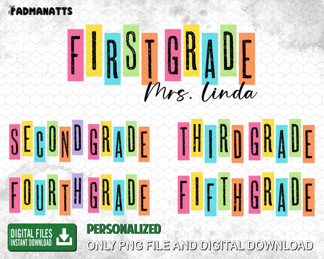 Personalized Teacher Name Grade Sublimation Png, Custom Name, Back to ...