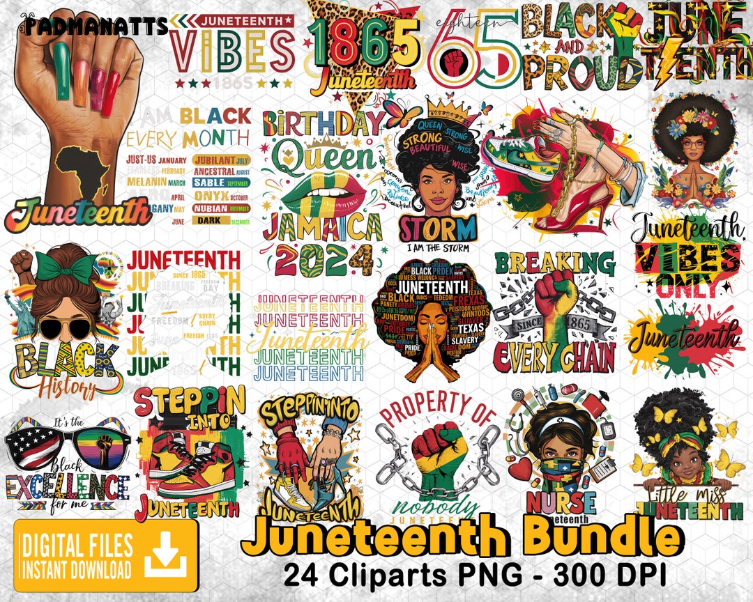 Juneteenth Bundle Clipart, Black Freedom 1865, Juneteenth, Black ...