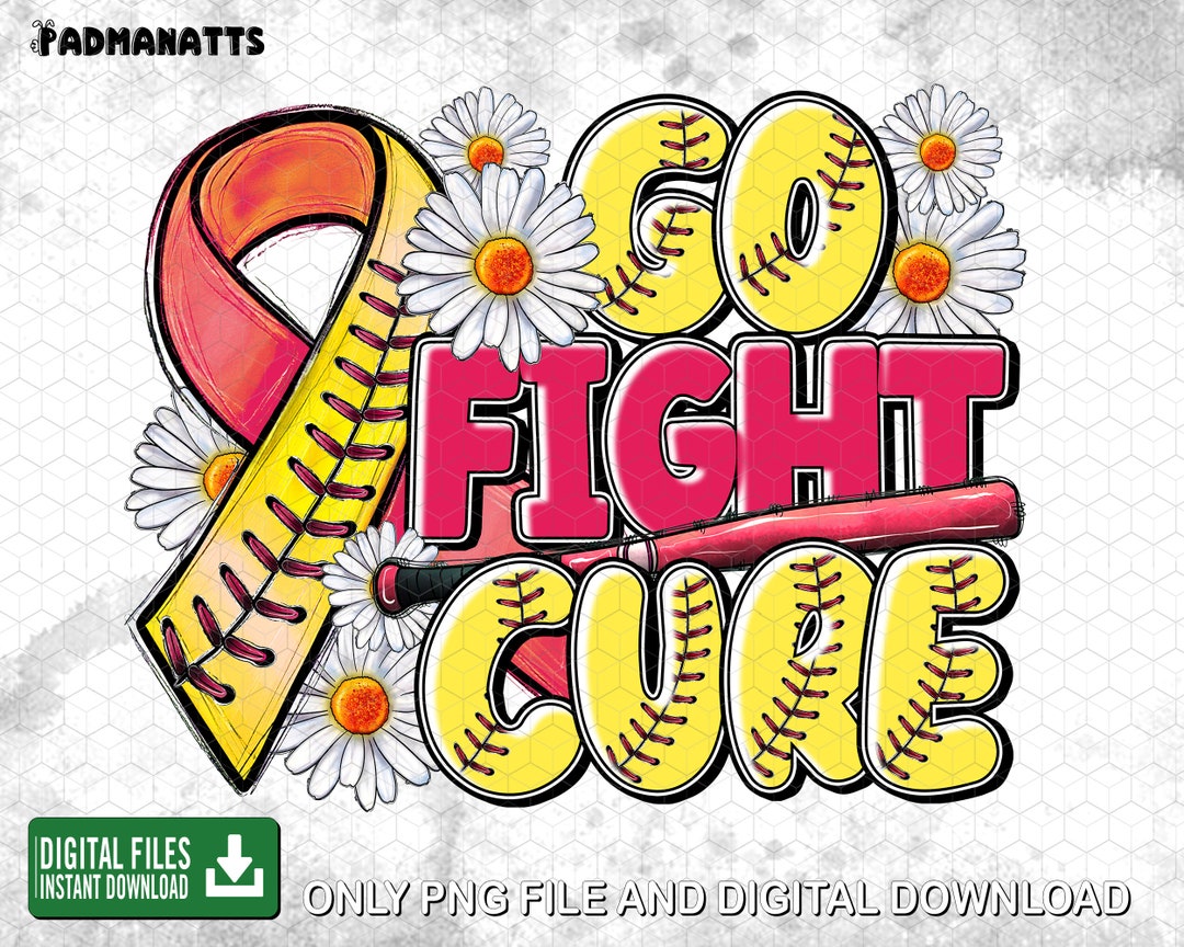 Go Fight Cure Softball Sublimation Png, Cancer Awareness, Softball ...