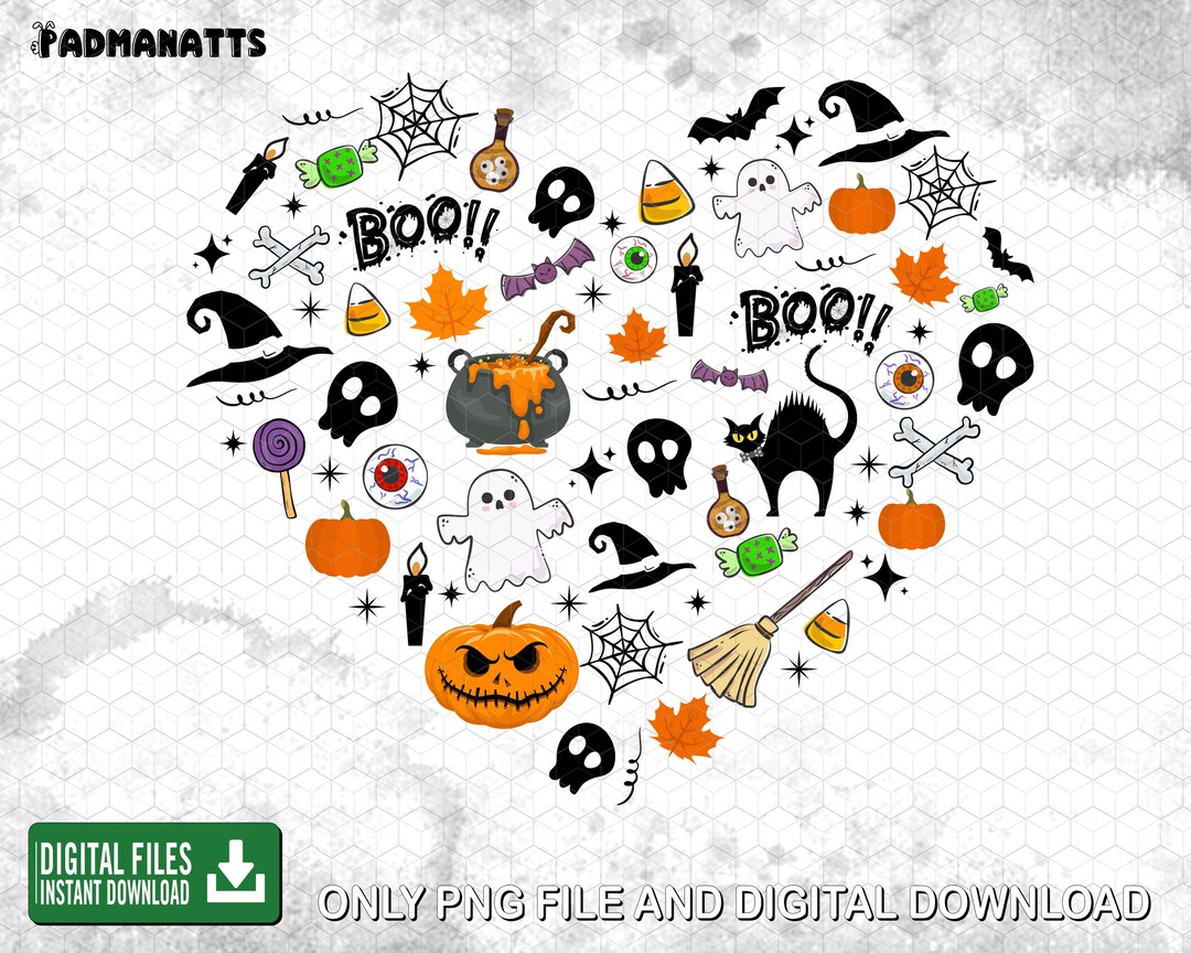 Heart Halloween Boo Png Halloween Png Spooky Ghost Png - Etsy