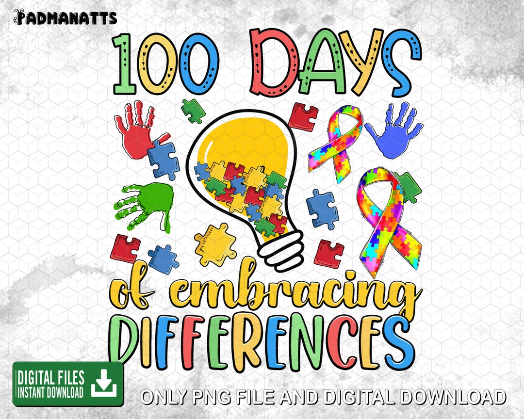 100 Days of Embracing Differences Png, Autism Awareness, Autism Ribbon ...