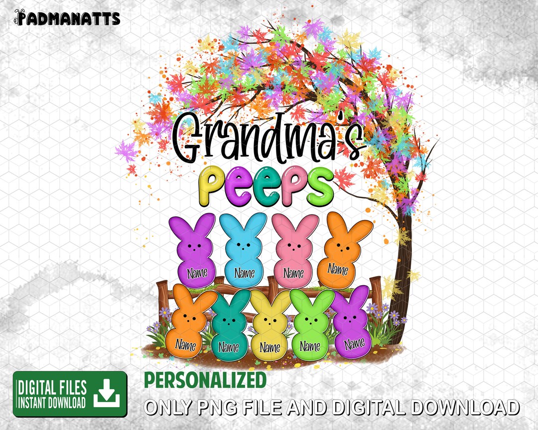 Personalizado abuela's Peeps Png, Nombre personalizado Kid Bunny, Peeps ...